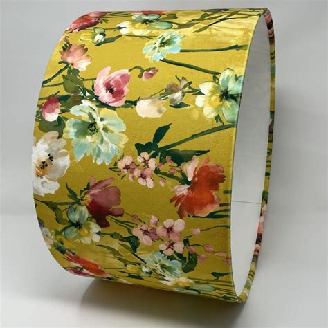 Wild Meadow Floral Velvet Lampshade Ochre Fait Par Moi