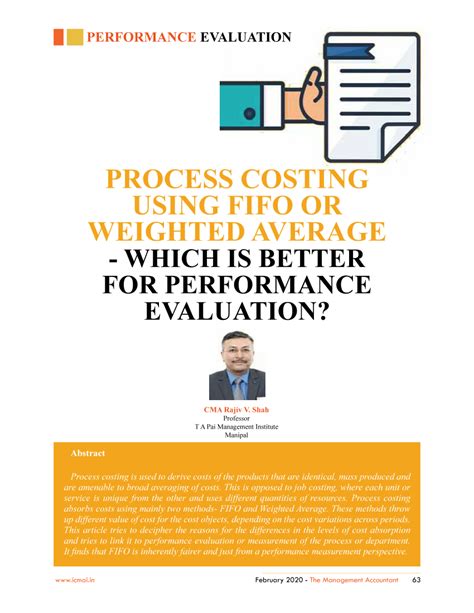 Pdf Process Costing Using Fifo Or Weighted Average Which Is Better For Performance Evaluation