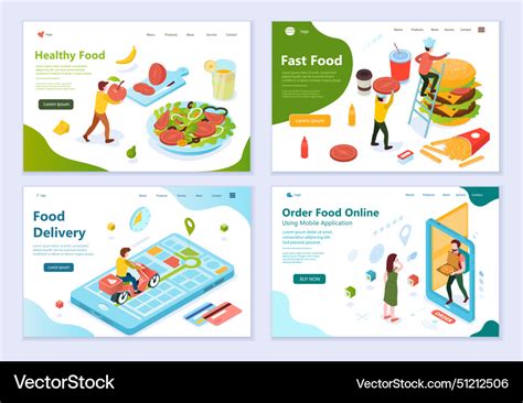 Set Of Different Food And Delivery Concepts Vector Image
