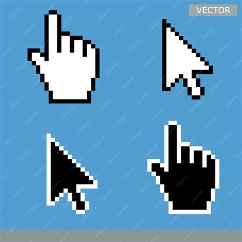 Premium Vector White And Black Arrow And Pointer Hand Cursor Icon Set Pixel And Modern Version
