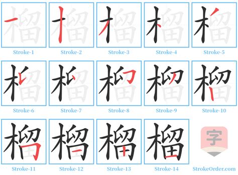 榴 Chinese Stroke Order Animation