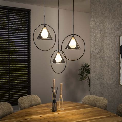 Pendant Lamp 3l Ring Stepped Tapered Hood G9 Smoke Grey Glass