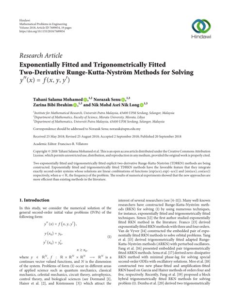 Pdf Exponentially Fitted And Trigonometrically Fitted Two Derivative