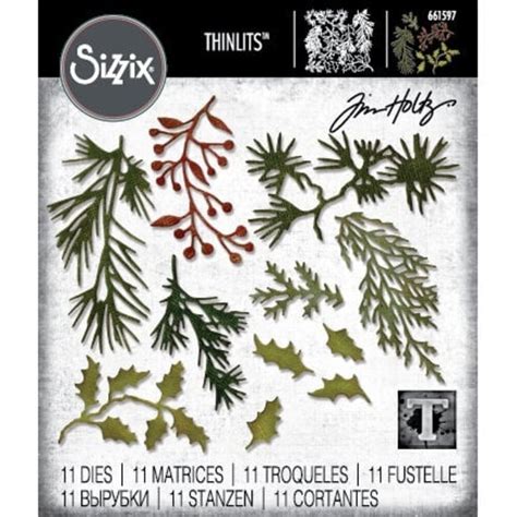 Sizzix Thinlits Die Set Holiday Greens Mini 661597 Paperpadsnl