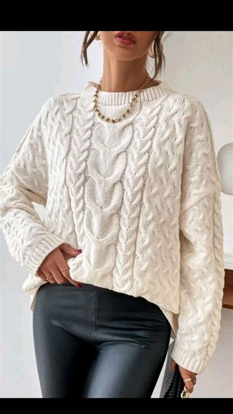 белый джемпер. | Knit sweater outfit, Cable knit sweater outfit, White ...