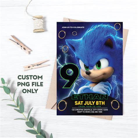 Personalized File Sonic Invitation Sonic The Hedgehog So Inspire