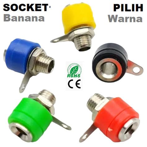 Jual Banana Plug Female Socket 4mm Panel Mount Konektor Soket Jack Terminal Biru Kota Bekasi