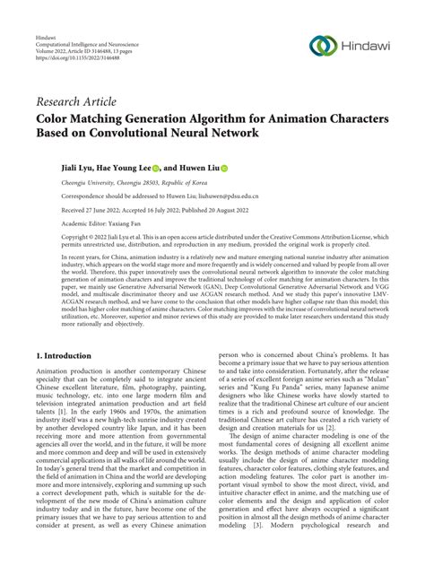 pdf color matching generation algorithm for animation characters