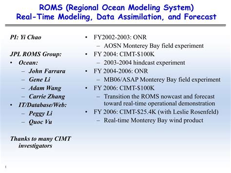 Ppt Roms Regional Ocean Modeling System Real Time Modeling Data Assimilation And Forecast