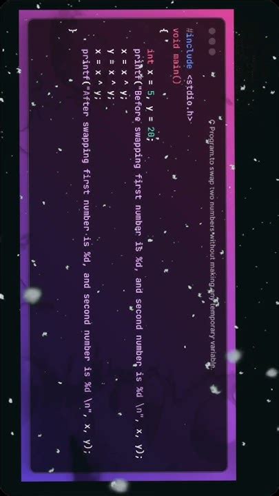 C Program To Swap Two Numbers Without Using Temporary Variables Coding Youtube
