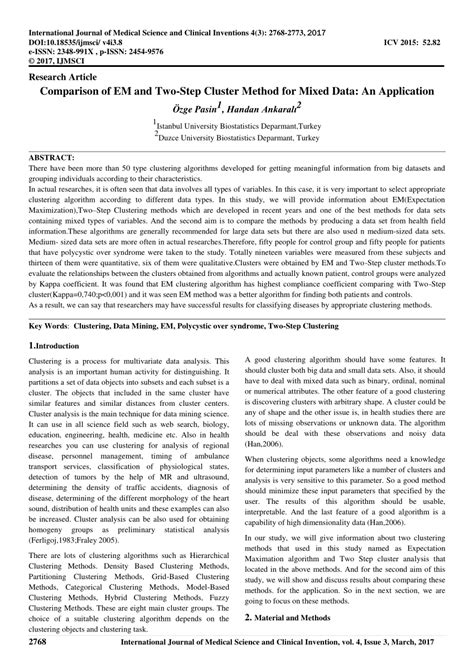 pdf usage of kernel k means and dbscan cluster algorıthms in health