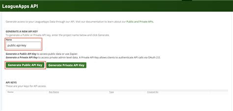 Downloading API Keys LeagueApps