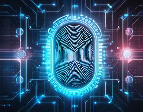 Concept Protect Personal Data Security System With Fingerprint On Cyber Technology Stock