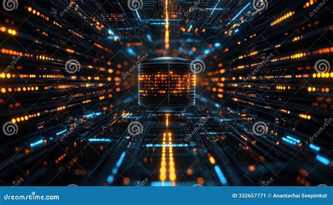 High Tech Digital Data Center Featuring A Glowing Energy Core Surrounded By Intricate Circuitry