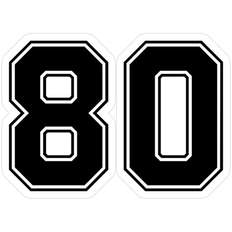 80 American Football Classic Vintage Sport Jersey Number In Black