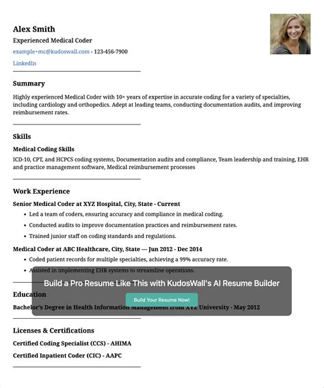 Medical Coder Resume Examples Build Your Resume For Medical Coding Jobs