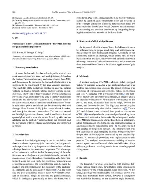 Pdf Feasibility Of A New Joint Constrained Lower Limb Model For