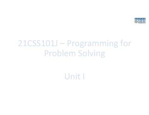 21css101j Programming Problem Solving And Algorithm Design Notes Studocu
