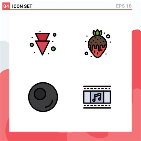 Filledline Flat Color Pack Of 4 Universal Symbols Of Arrow Animation Dessert Strawberry Fondue