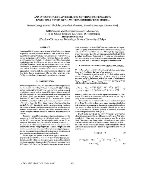 Pdf Analysis Of Overlapped Block Motion Compensation Based On A