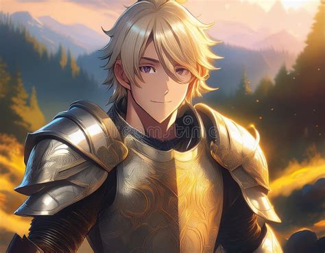 Medieval Knights Anime Guys Armored Knight On Medieval Battlefield