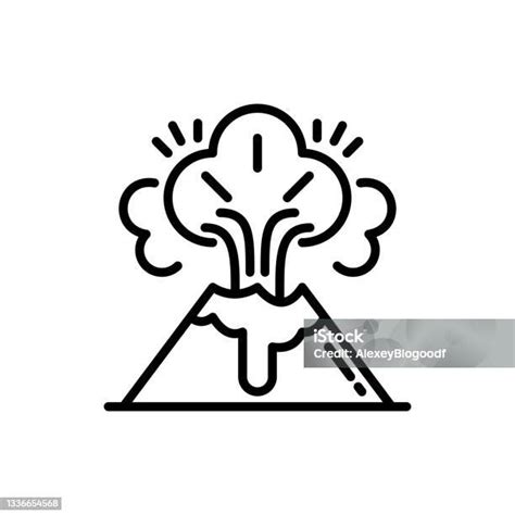 화산 얇은 선 아이콘의 분화 화산 마그마 용암 자연 재해 재앙 벡터 그림입니다 날씬한에 대한 스톡 벡터 아트 및 기타 이미지 날씬한 러시아 벡터 Istock