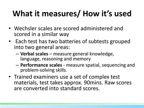 Wechsler Intelligence And Memory Scales Pptx