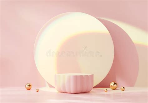3d Rendering Cosmetic Platform Podium With Crystal Caustic Light