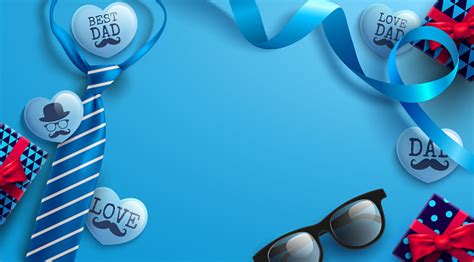 내부 텍스트와 아빠 개념에 대 한 선물 상자에 의해 귀여운 블루 하트와 포스터 또는 배너에 대 한 아버지의 날 파란색 배경 아버지의 날을 위한 승진 및 쇼핑 템플릿 벡터