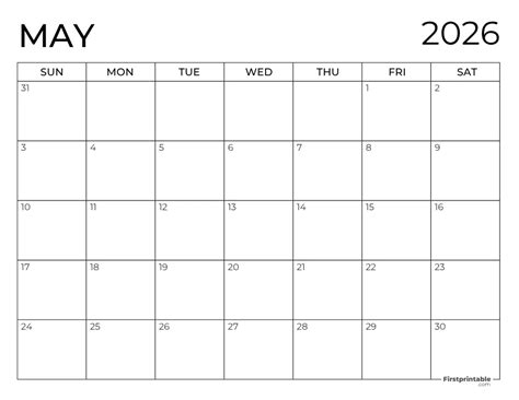 May 2026 Calendars Free Printable And Fillable