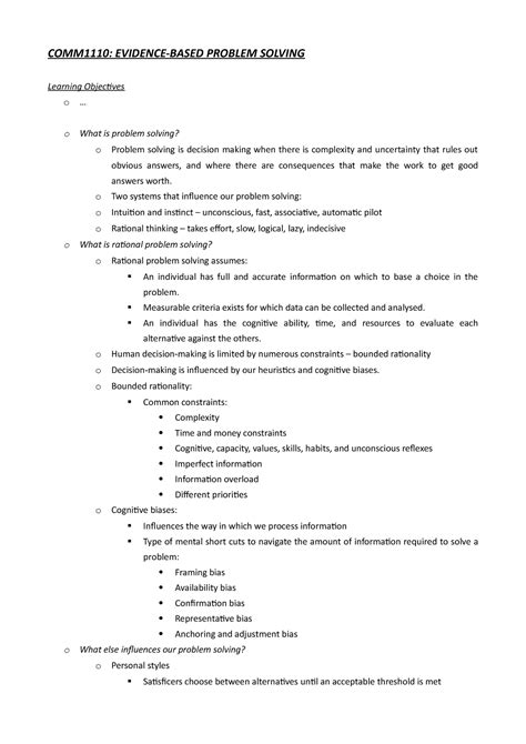 week 1 lecture notes comm1110 comm1110 evidence based problem