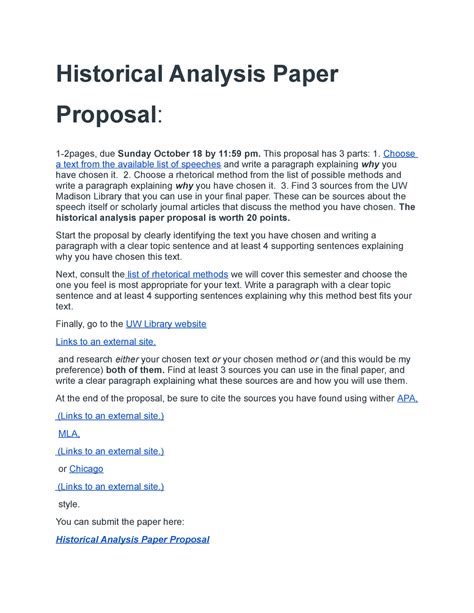 Historical Analysis Paper Proposal Prompt Historical Analysis Paper