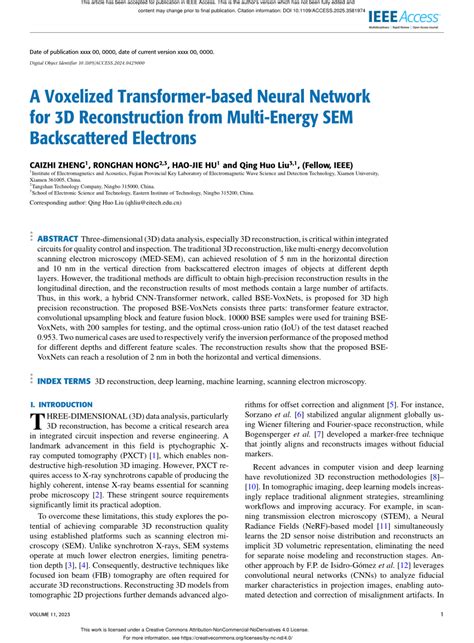 Pdf A Voxelized Transformer Based Neural Network For 3d Reconstruction From Multi Energy Sem