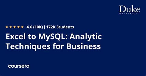 Excel To Mysql Analytic Techniques For Business Specialization Duke