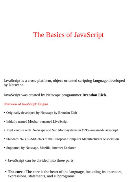 Javascript Basics Language Overview Pdf Java Script Parameter