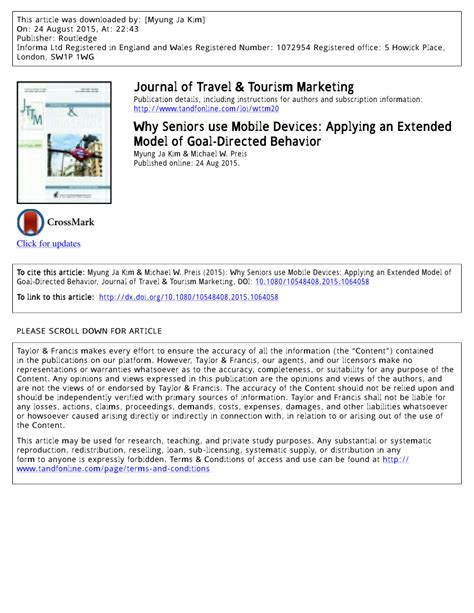 Pdf Why Seniors Use Mobile Devices Applying An Extended Model Of Goal Directed Behavior