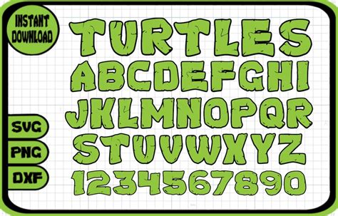 Cartoon Turtle Font Svg Png Dxf And Otf Customise Cricut Digital