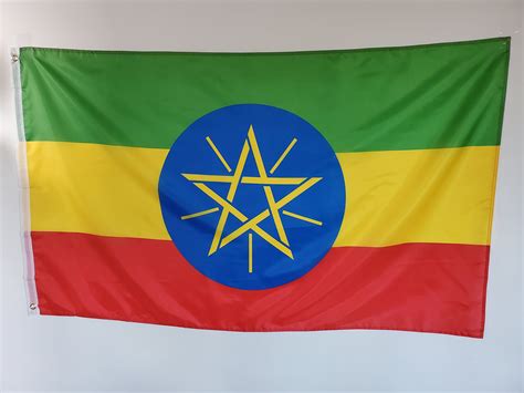 Ethiopian Flag Flag Polyester Stock 3x5 Ft Green Yellow Red Flag Etsy