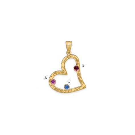 Ssgold Plated Sterling Silvergold Plated 3 Birthstone Heart With Ss