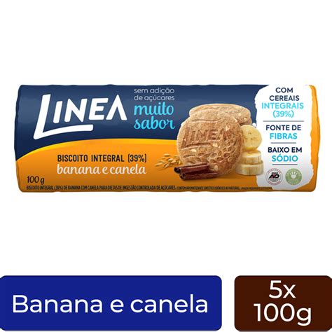 Biscoito Integral Linea Banana E Canela Kit 5 Pacotes 120g Cafezale