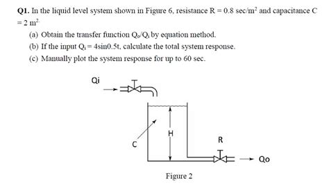 Solved Q In The Liquid Level System Shown In Figure Chegg