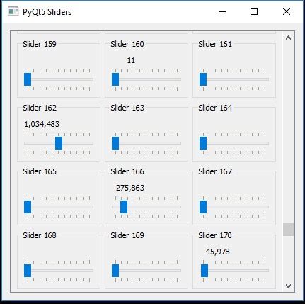 Python PYQT Using A For Loop Or Something Else To Create Many QSliders Of The Same Type