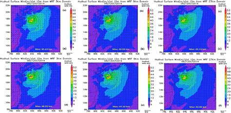 Wrf Arw Computed Surface Winds For Hudhud Cyclone With Various Download Scientific Diagram