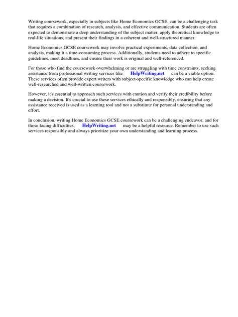 Home Economics Gcse Coursework Pdf