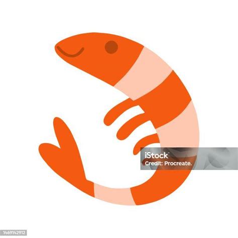 평평한 스타일의 새우 아이콘 신선한 바다 음식 흰색 배경에 격리 벡터 그림입니다 갑각류에 대한 스톡 벡터 아트 및 기타 이미지 갑각류 건강한 생활방식 고기 Istock