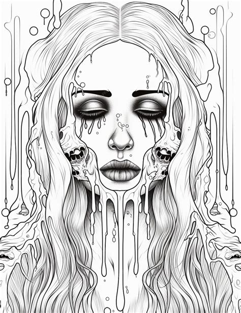 Premium Photo A Drawing Of A Woman With Long Hair And A Bleeding Face