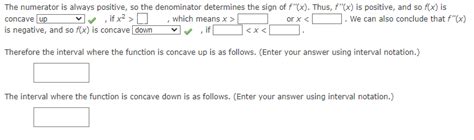 solved find the interval where the function is concave up