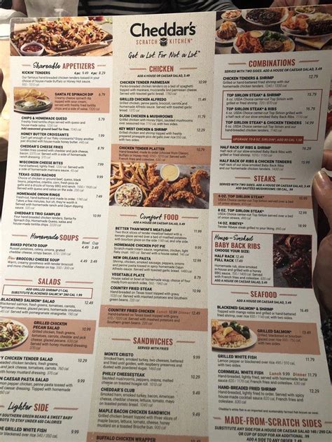 Menu At Cheddars Scratch Kitchen Restaurant Joplin Hammons Blvd