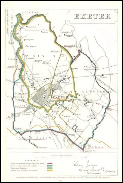 1868 Devon Boundary Commission Ordnance Map Plan Of Exeter Bc57 £30