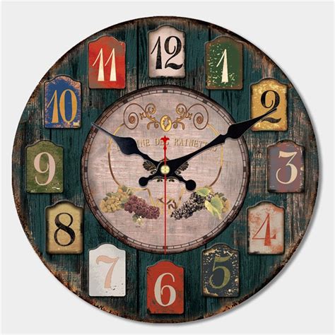 Vintage Dishes Large Wall Clock Silent Home Cafe K Grandado